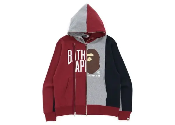 BAPE Docking Relaxed Fit Full-zip Hoodie - Burgundy