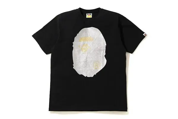 BAPE Glitter Big Ape Head Tee Shirt - Black/silver