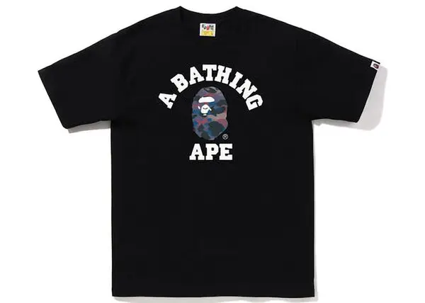 BAPE Grid Camo College Tee Shirt - Black Purple