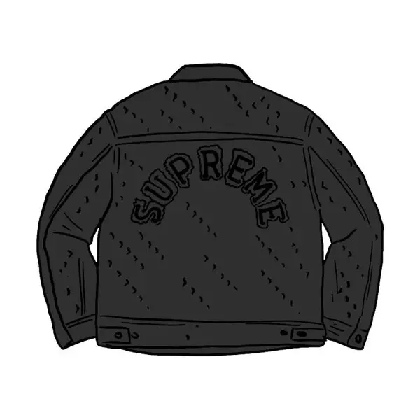 Supreme Hole Punch Denim Trucker Jacket - Black