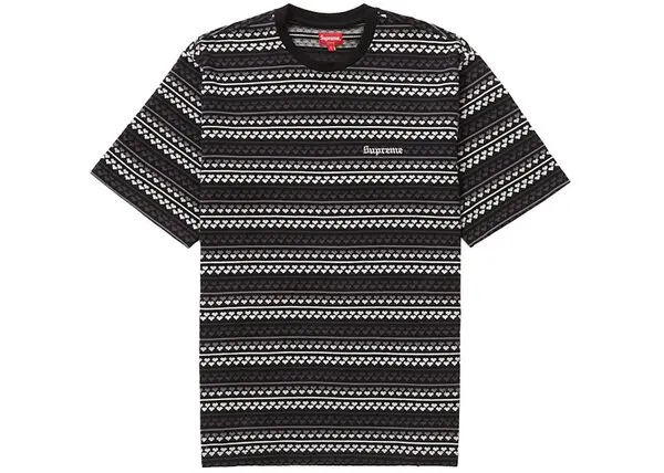 Supreme Hearts Jacquard Short Sleeve Top - Black
