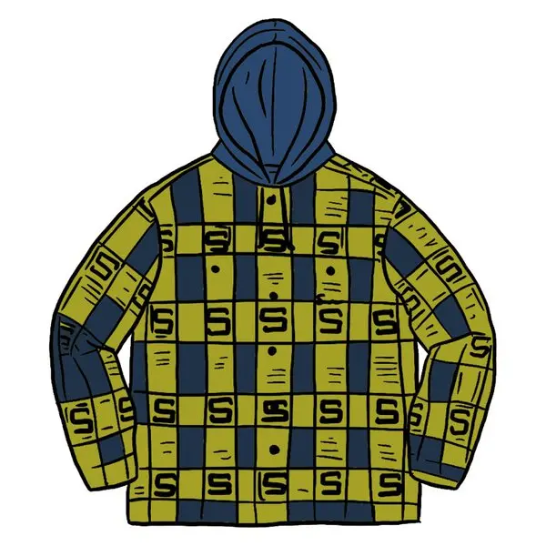 Supreme Hooded Plaid Shirt - Navy Blue