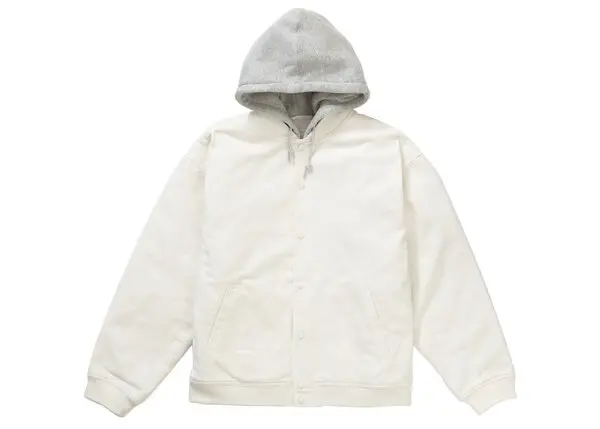 Supreme Hooded Twill Varsity Jacket - White