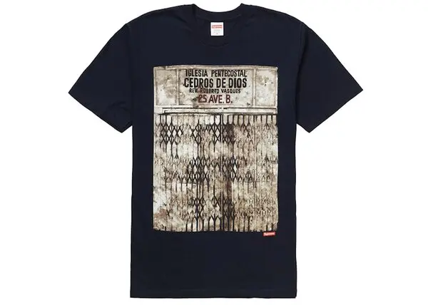 Supreme Martin Wong Iglesia Pentecostal Tee Shirt - Navy Blue