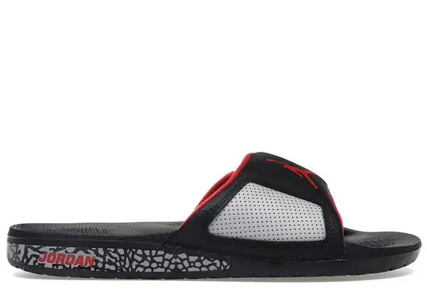 JORDAN Hydro 3 Retro Cement Slides - Black/university Red/cement Grey