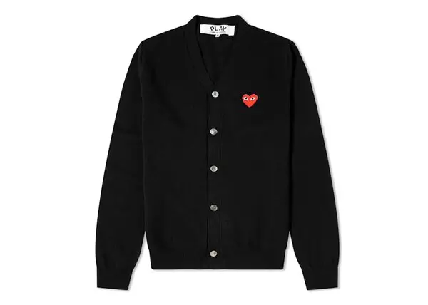 Play Comme Des Garcon Heart Fine Knit Wool Cardigan