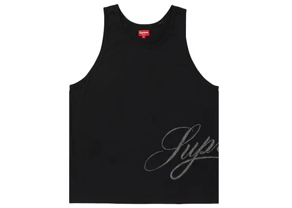 Supreme Mesh Script Tank Top - Black