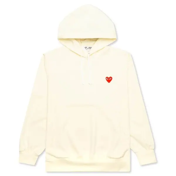 Play Comme Des Garcon Red Heart Hoodie - Ivory