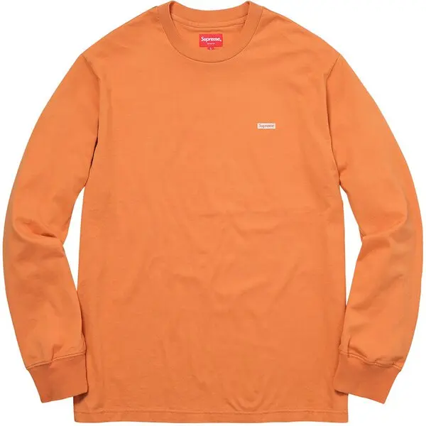 Supreme Metallic Box Logo Long Sleeve Tee Shirt - Light Orange