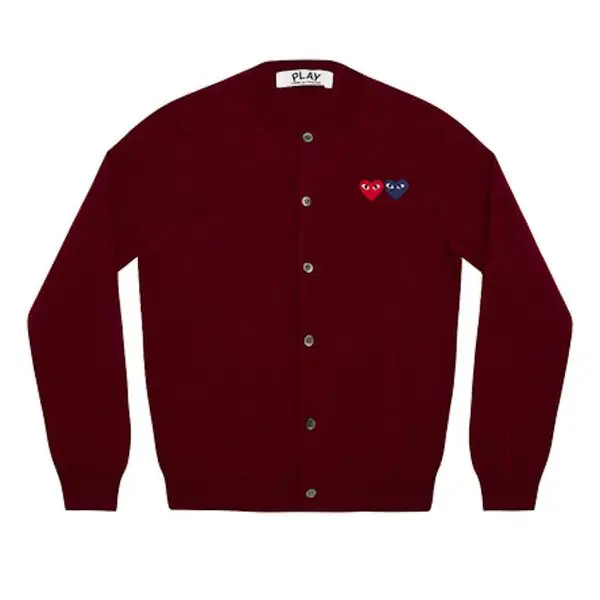 Play Comme Des Garcon Double Heart Cardigan Sweater