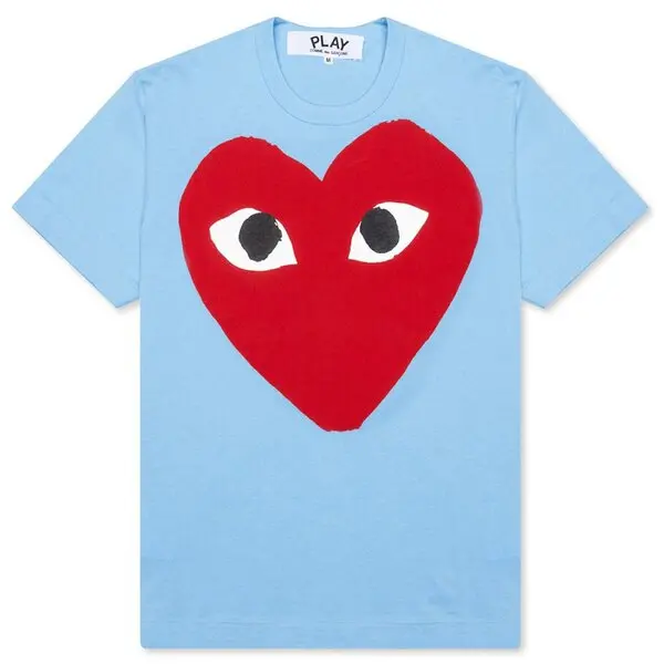 Play Comme Des Garcon Pastelle Red Heart T-shirt - Blue
