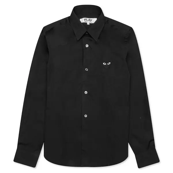 Play Comme Des Garcon Emblem Button-up Shirt - Black