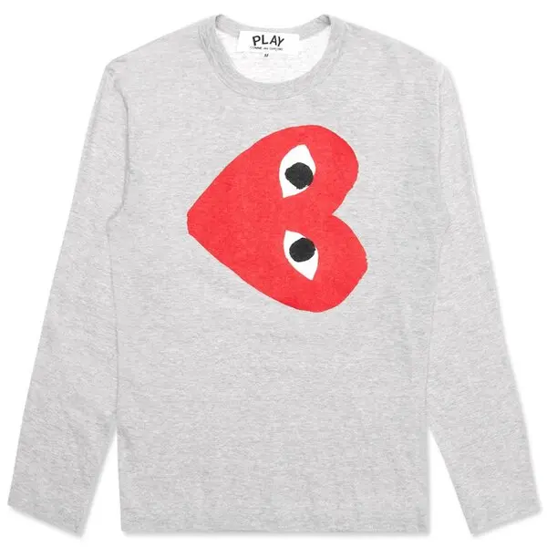 Play Comme Des Garcon Red Sideways Heart Long Sleeve T-shirt