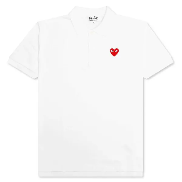 Play Comme Des Garcon Red Emblem Polo Shirt - White