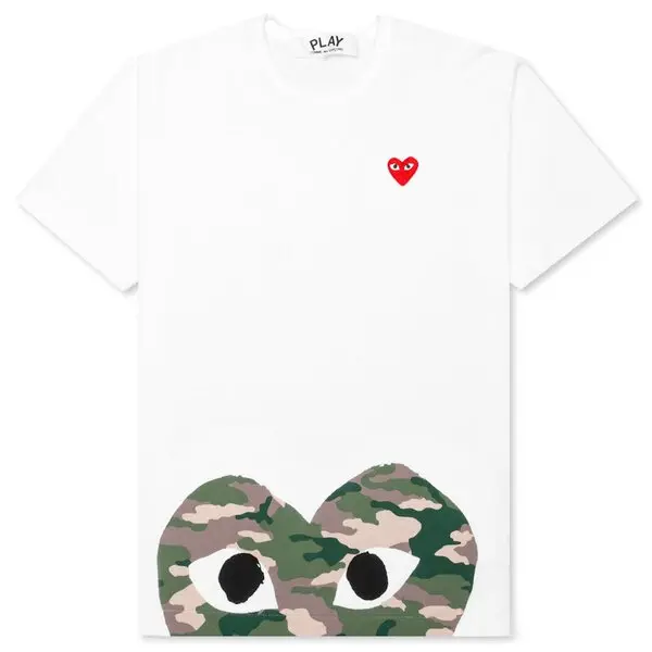 Play Comme Des Garcon Camouflage Edge Heart T-shirt - White