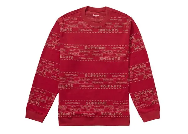 Supreme Metallic Jacquard Crewneck Sweatshirt - Red