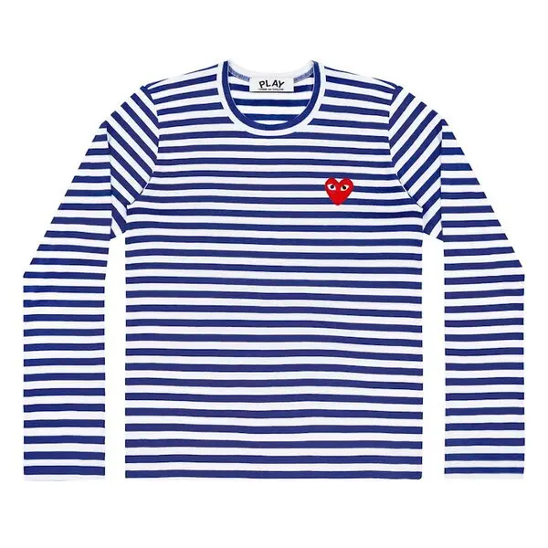 Play Comme Des Garcon Striped Long Sleeve T-shirt - Blue/white