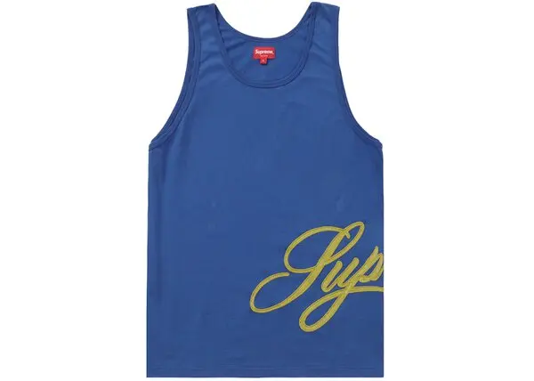Supreme Mesh Script Tank Top - Light Blue