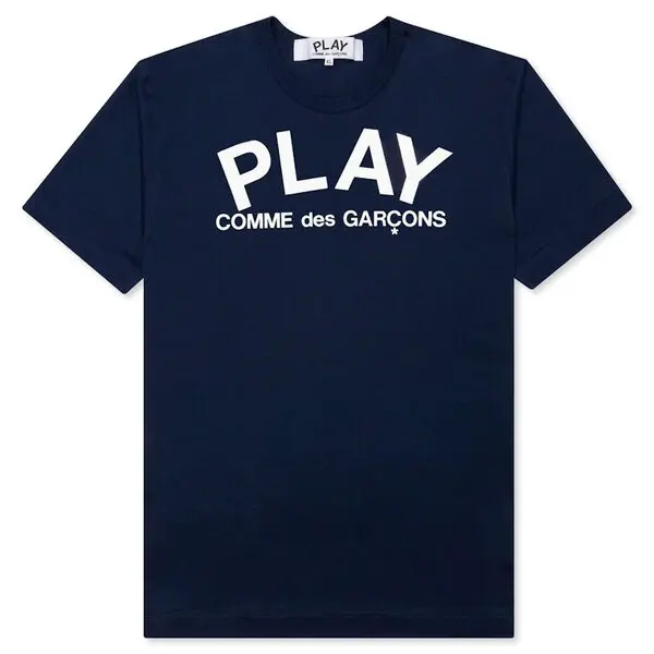 Play Comme Des Garcon Text T-shirt - Navy Blue