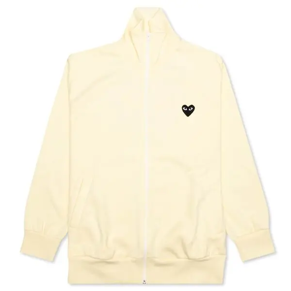 Play Comme Des Garcon Big Black Heart Zip Up Sweatshirt - Ivory