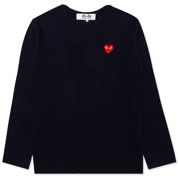 Play Comme Des Garcon Red Heart Crewneck Sweatshirt - Navy Blue