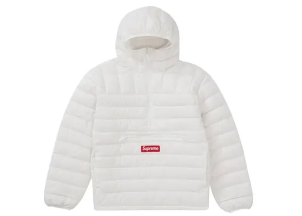 Supreme Micro Down Half Zip Hooded Pullover - White