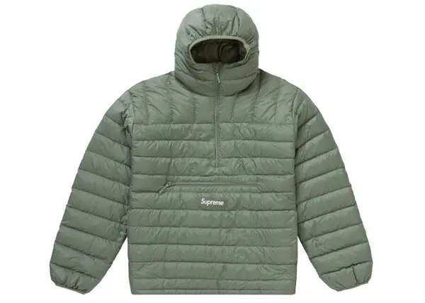 Supreme Micro Down Half Zip Hooded Pullover - Olive