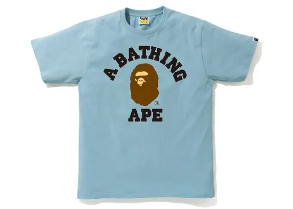BAPE College Tee Shirt - Sax Blue