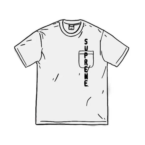 Supreme Contrast Stitch Pocket Tee Shirt - White