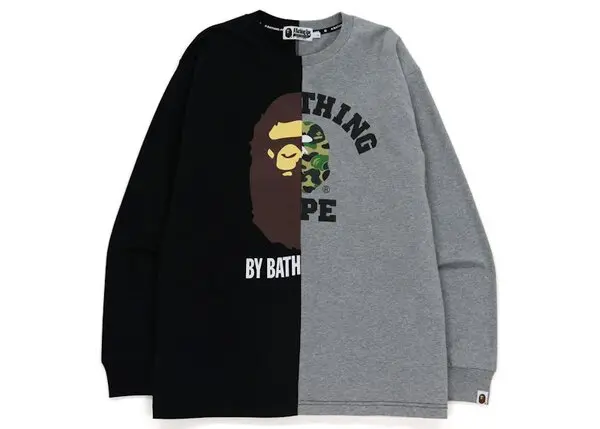 BAPE College & Bathing Relaxed Fit Ape Long Sleeve Tee Shirt