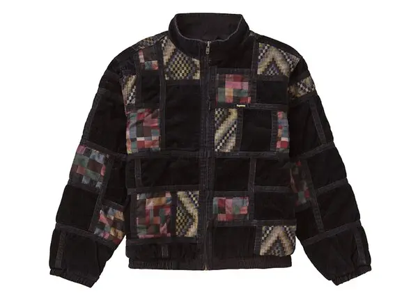 Supreme Corduroy Patchwork Denim Jacket - Washed Black