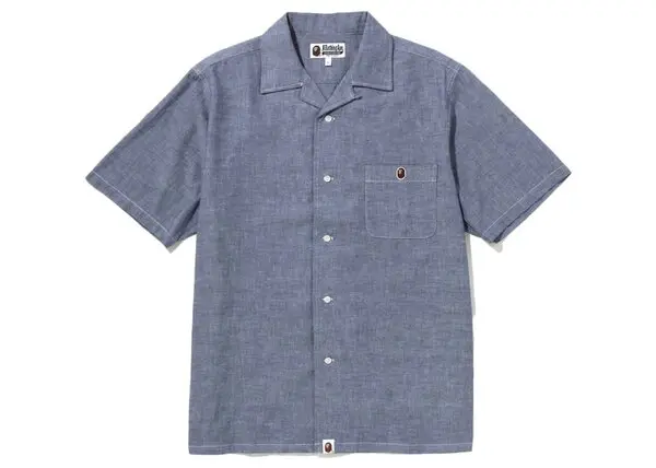 BAPE Ape Head One Point Open Collar Shirt - Light Indigo
