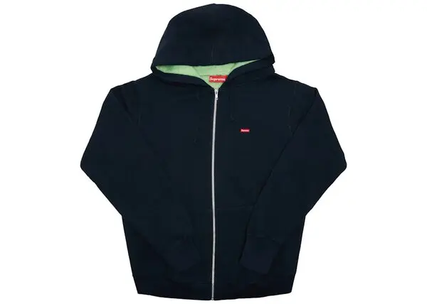 Supreme Contrast Zip Up Hooded Sweatshirt - Navy Blue
