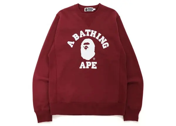BAPE College Crewneck Sweatshirt - Burgundy