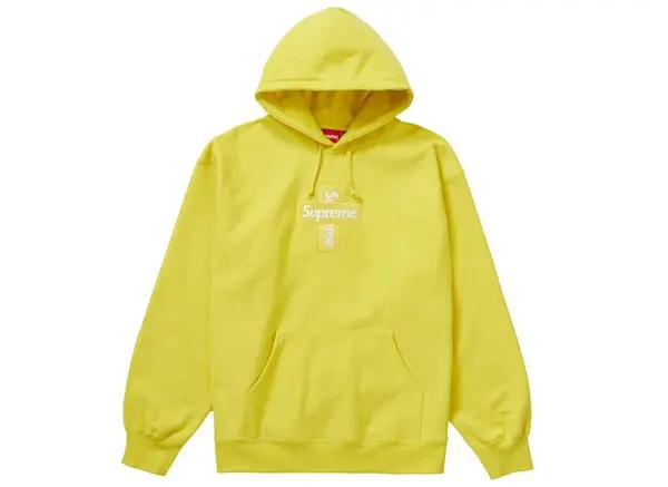 Supreme Cross Box Logo Hooded Sweatshirt - Lemon