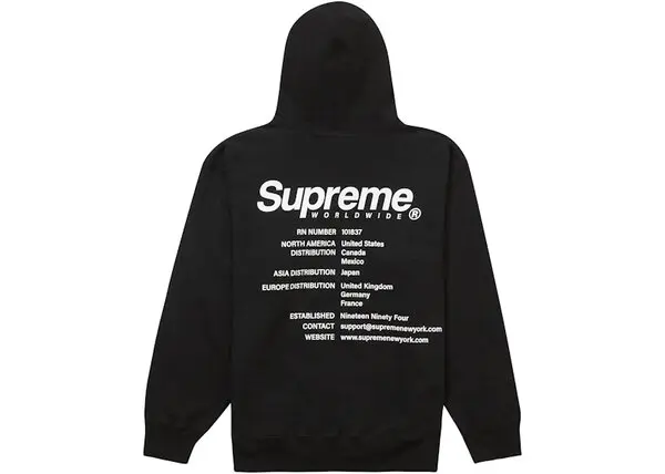Supreme Worldwide Hooded Sweatshirt - Black