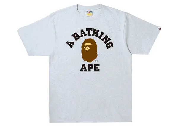 BAPE College Tee Shirt Gray - Light Grey
