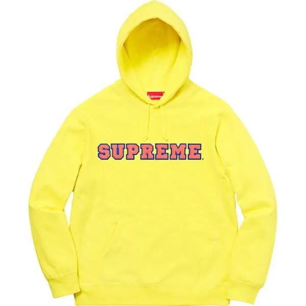 Supreme Cord Collegiate Logo Hooded Sweatshirt - Lemon | Editorialist