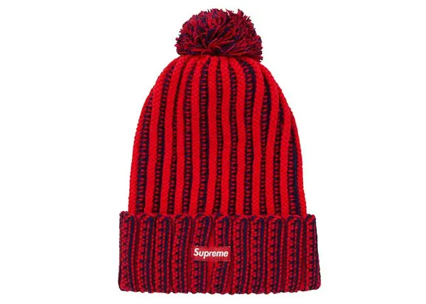 Supreme Contrast Stripe Beanie - Red