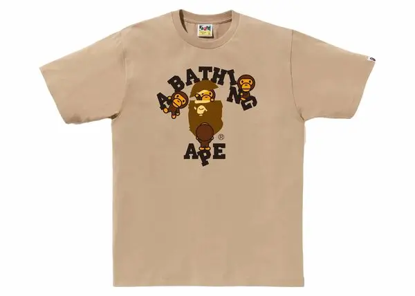 BAPE College Milo Tee Shirt - Beige