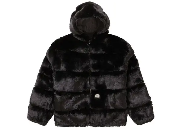 Supreme Faux Fur Hooded Jacket - Black