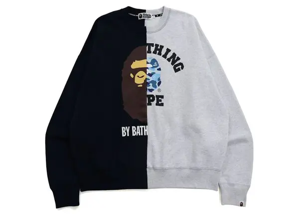 BAPE College & Bathing Loose Fit Crewneck Sweatshirt - Navy Blue