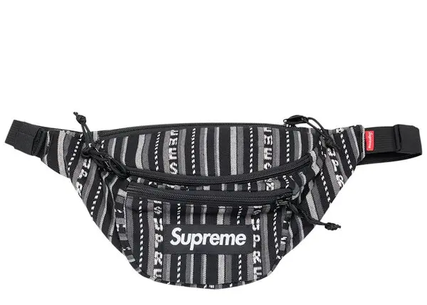 Supreme Woven Stripe Waist Bag - Black