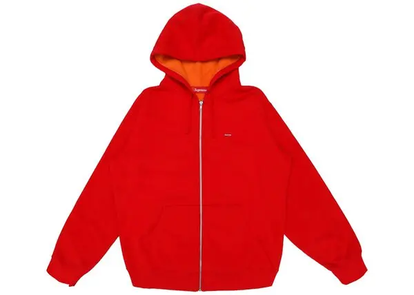 Supreme Contrast Zip Up Hooded Sweatshirt - Red