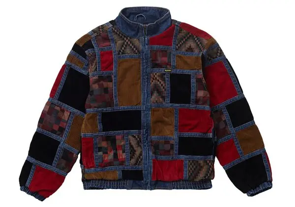 Supreme Corduroy Patchwork Denim Jacket - Washed Blue