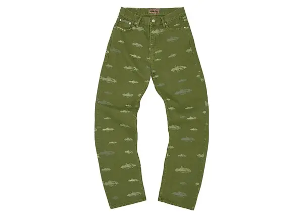 CORTEIZ Alcatraz Pattern Denim Jeans - Khaki