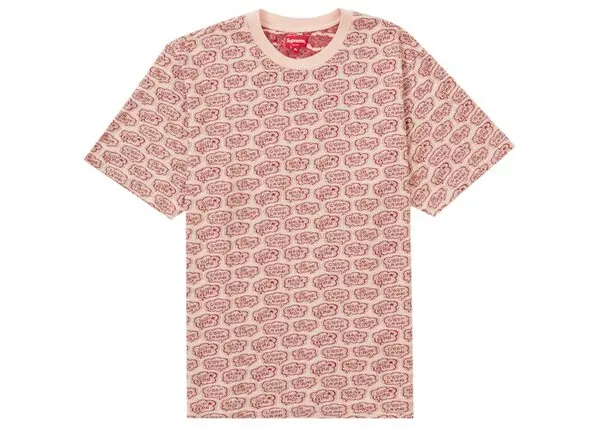 Supreme Word Bubble Jacquard Short Sleeve Top - Peach