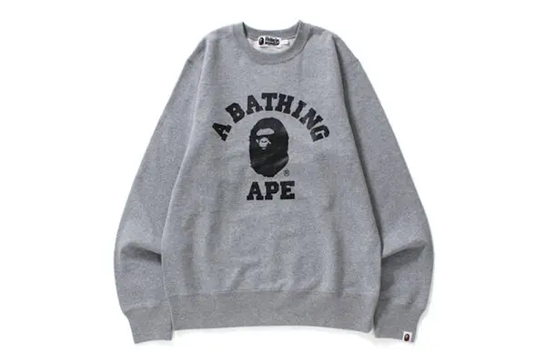 BAPE College Crewneck Sweatshirt - Gray