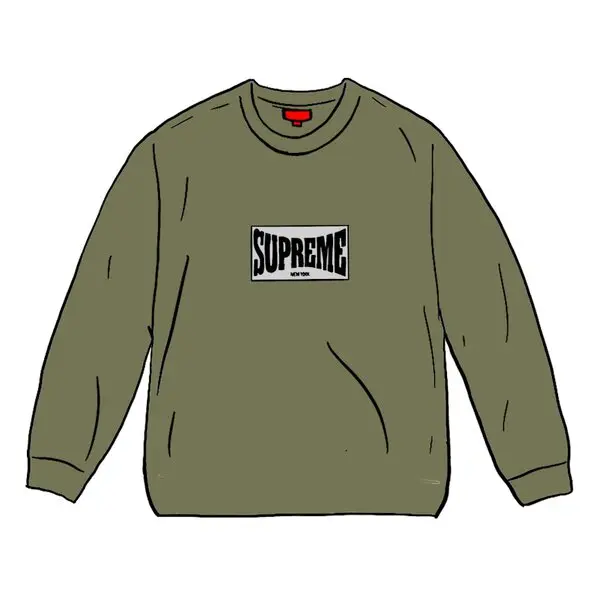 Supreme Woven Label Long Sleeve Top - Olive