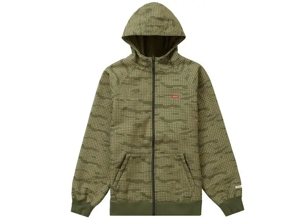 Supreme Windstopper Zip Up Hooded Sweatshirt - Olive Grid Camo